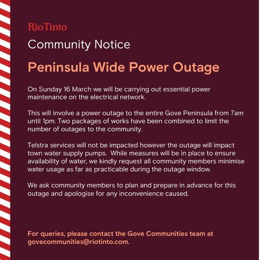 Peninsula Wide Power Outage | Nhulunbuy Corporation